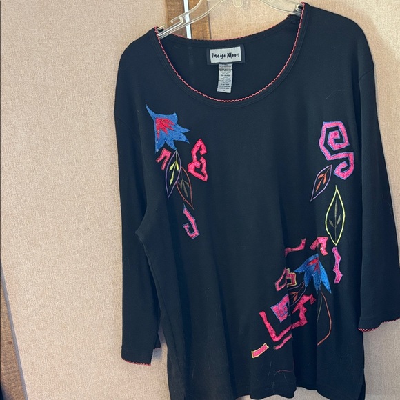 indigo moon | Tops | Final Markdown Indigo Moon Black Top With Vibrant ...